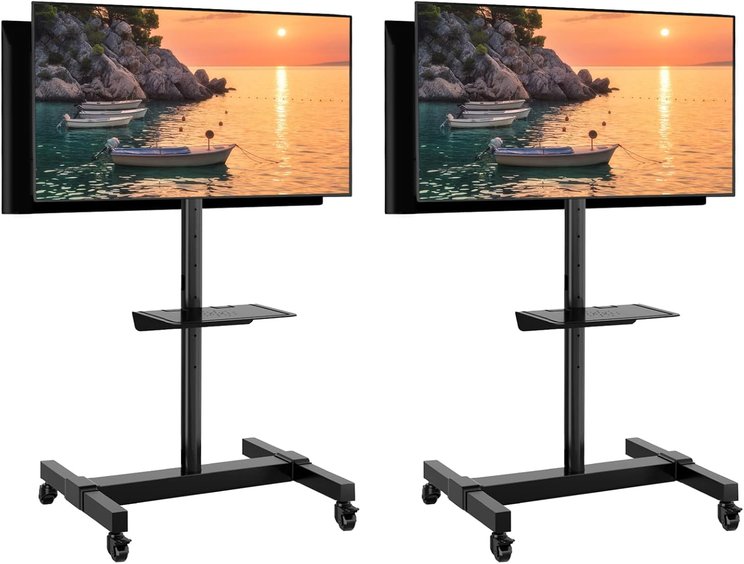 TVON Mobile Dual TV Stand for Four 32-65 Inch Plasma LCD LED Smart Flat ...