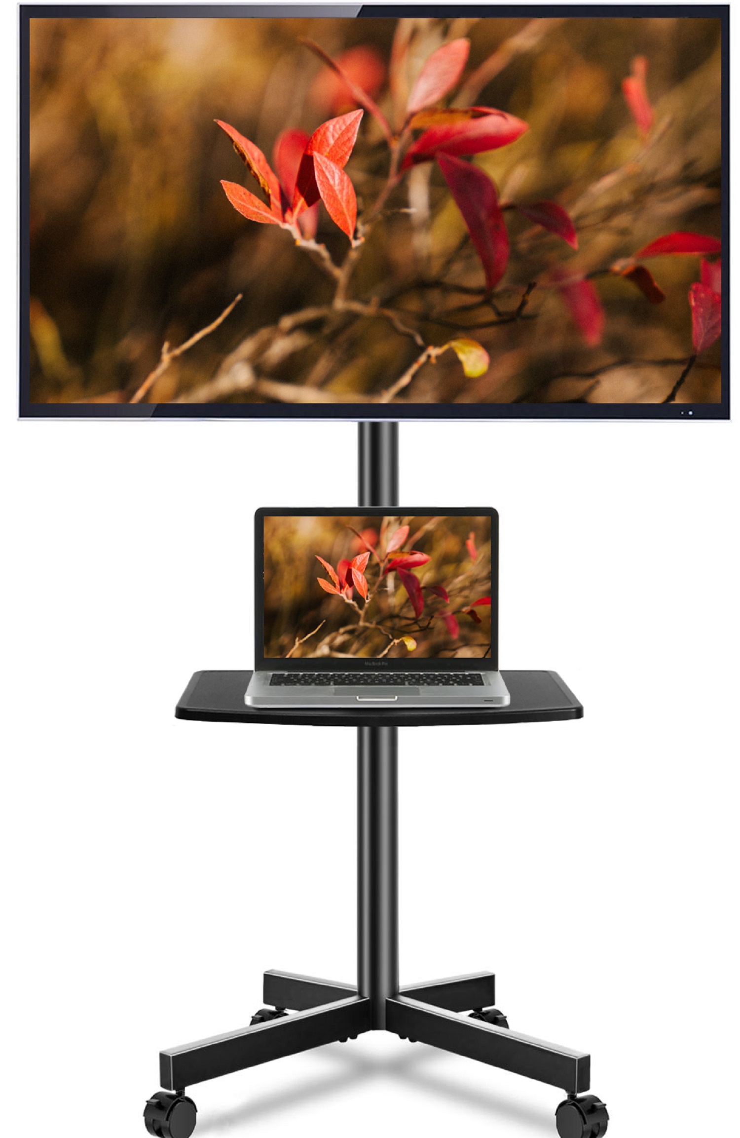 Universal Mobile TV Cart for 32-85 Inch TVs, Tilt, with Wheels, Black ...