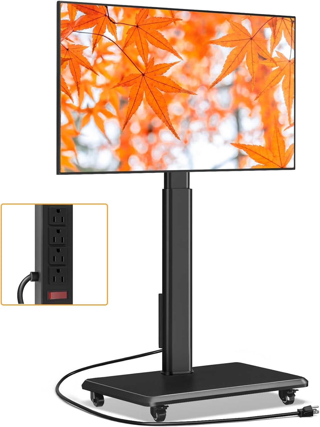 TVON Rolling TV Stand for TVs, Elegant Floor TV Stand with Wheels ...