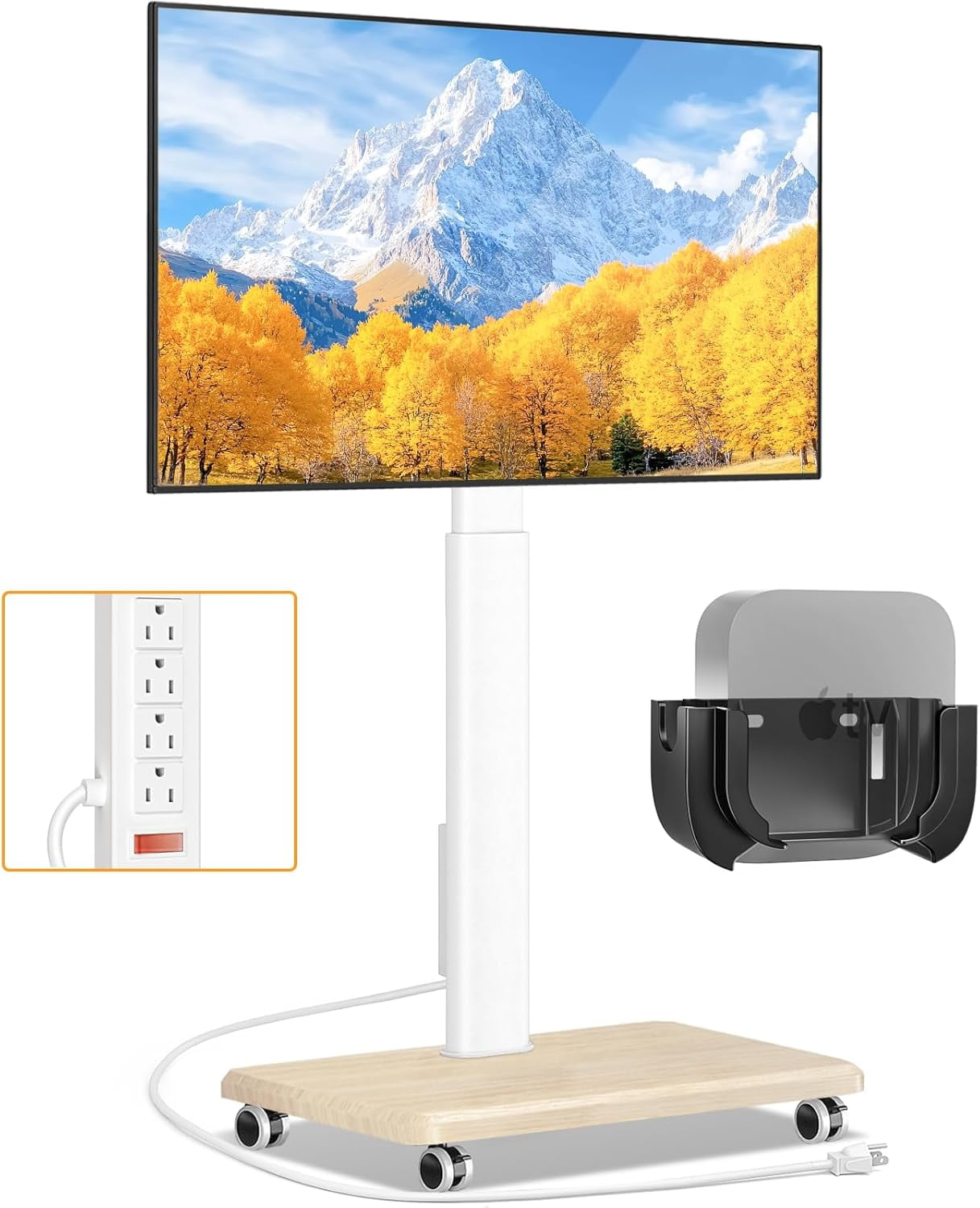 TVON Rolling TV Stand for TVs, Elegant Floor TV Stand with Wheels ...