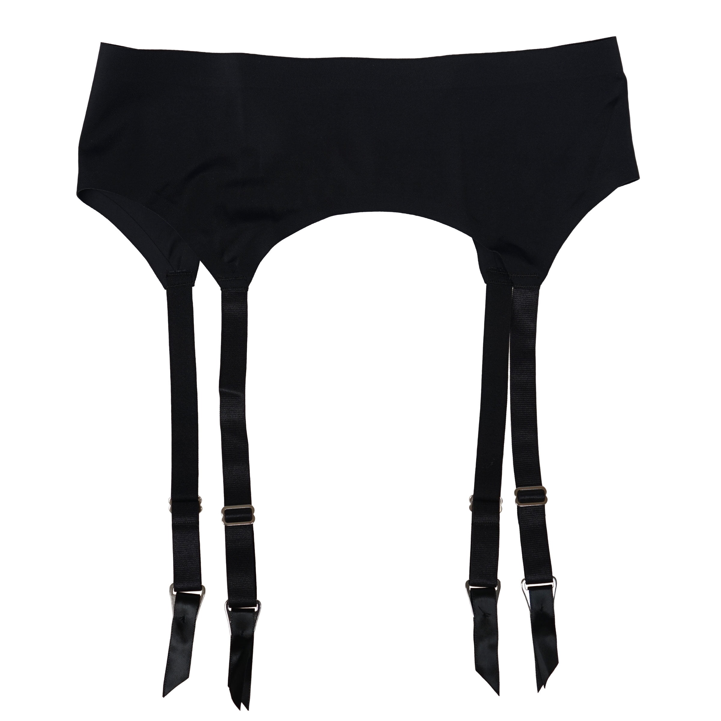 Tvrtyle Women Black Seamless 4 Wide Straps Metal Buckles Sexy Garter