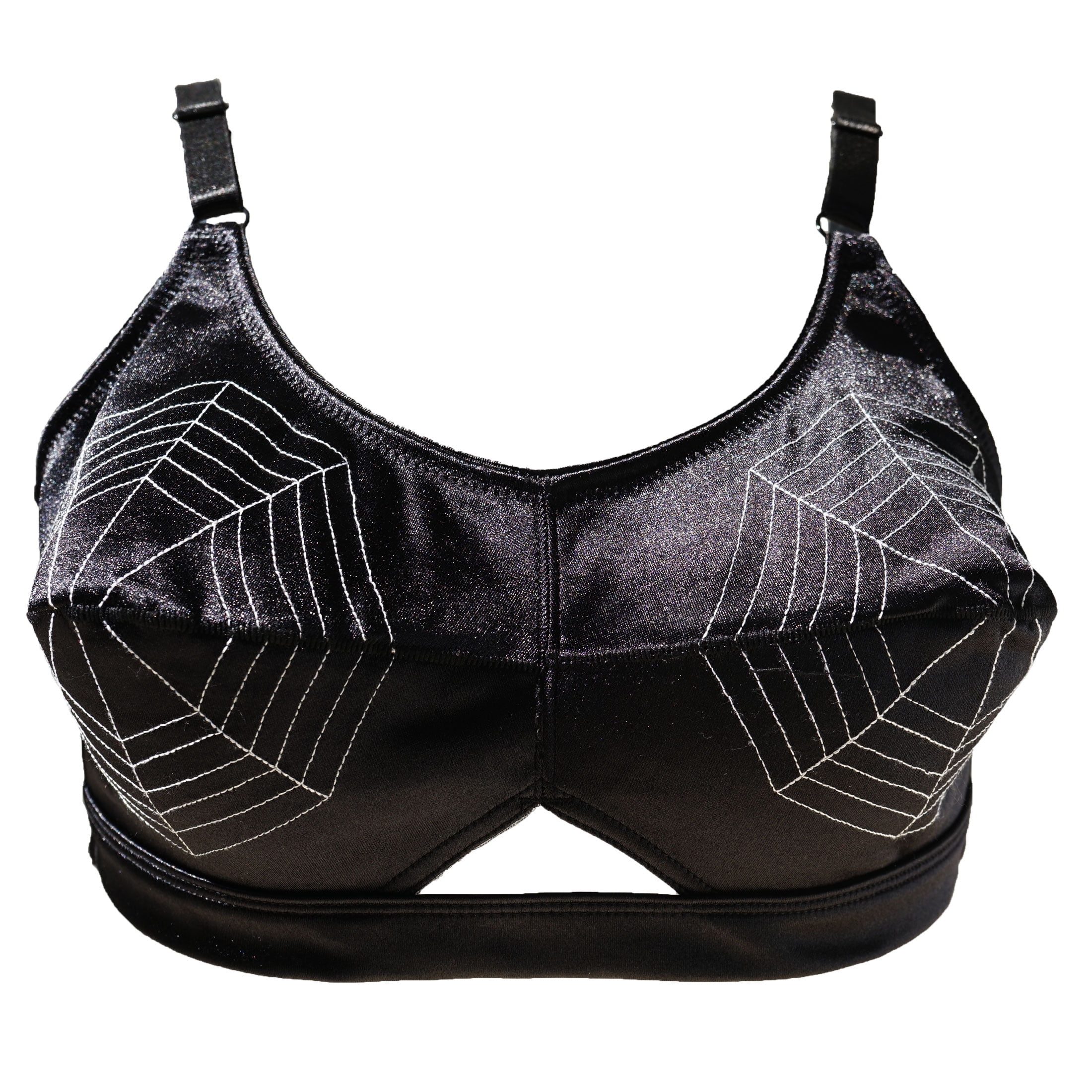 TVRtyle Women's Vintage Black Satin Bullet Bra, Spider Pattern, Plus ...