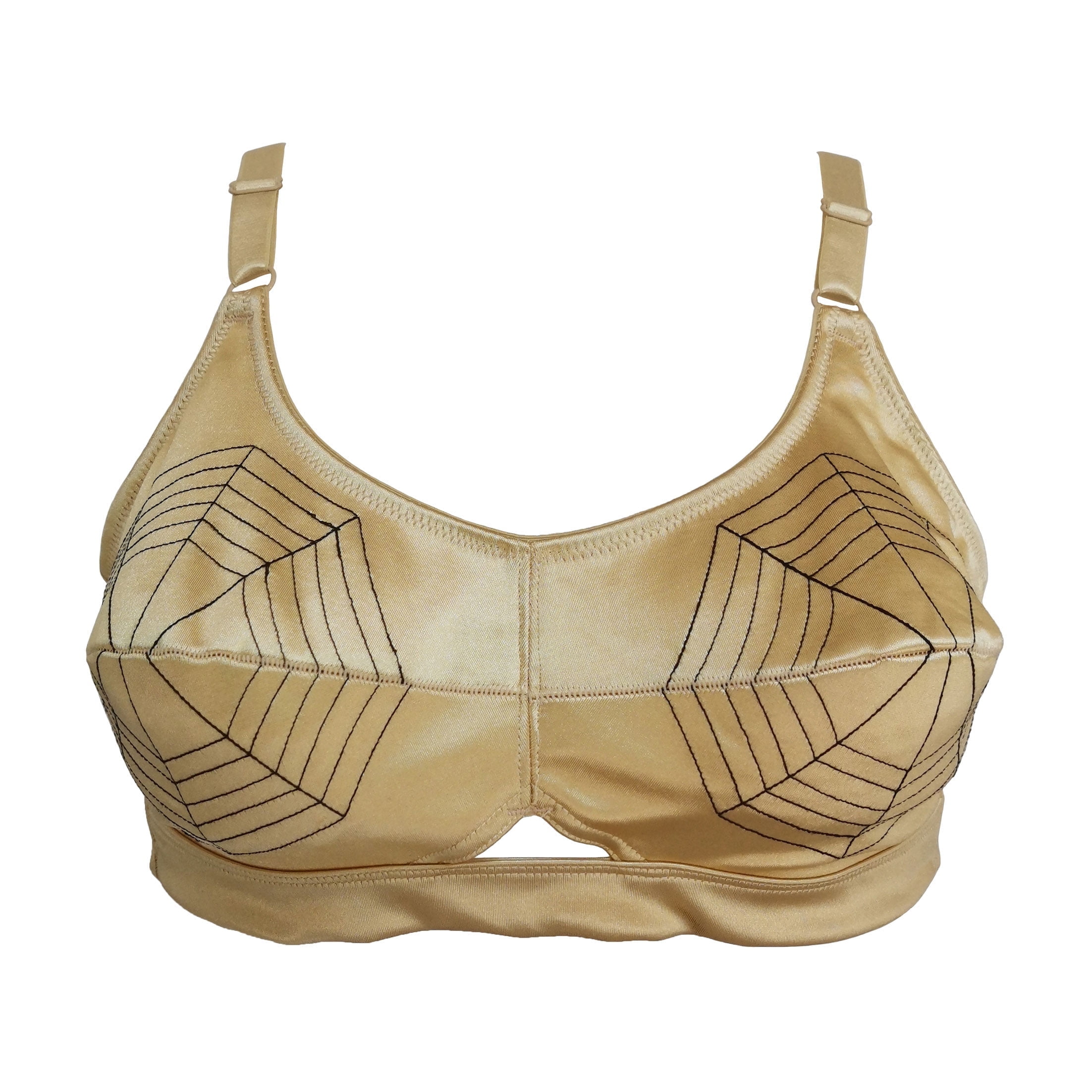 TVRtyle Women's Vintage Golden Satin Spider Pattern Bullet Bra, Elastic ...