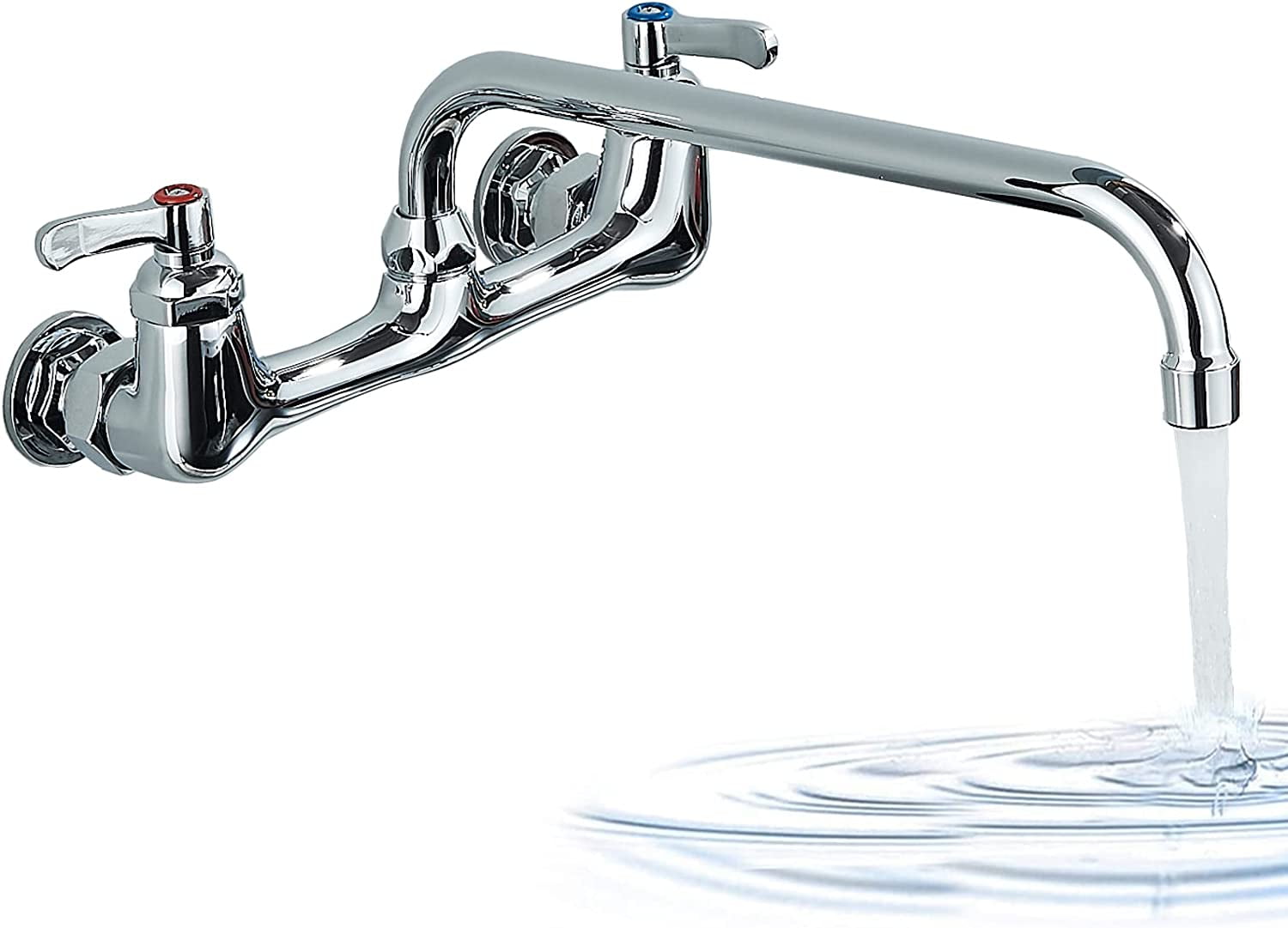 TVTIUO Wall Mount Kitchen Faucet, 8 Inch Center, 12 Inch Swivel Spout ...