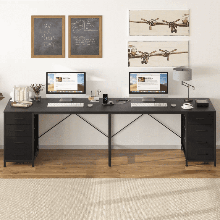 TVU 110" 2 Person Desk with 8 Drawers, Large Writing Home Office Desks ...