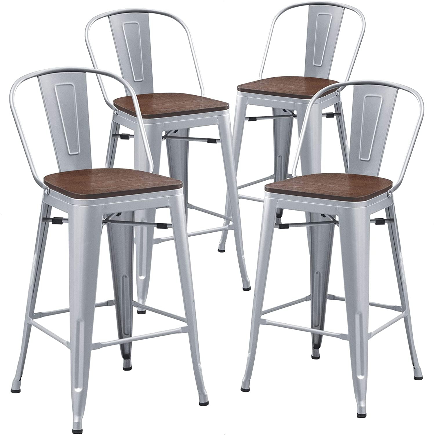TVUIYBNUON Metal Bar Stools 26 inch Barstools Counter Height Bar Stool ...