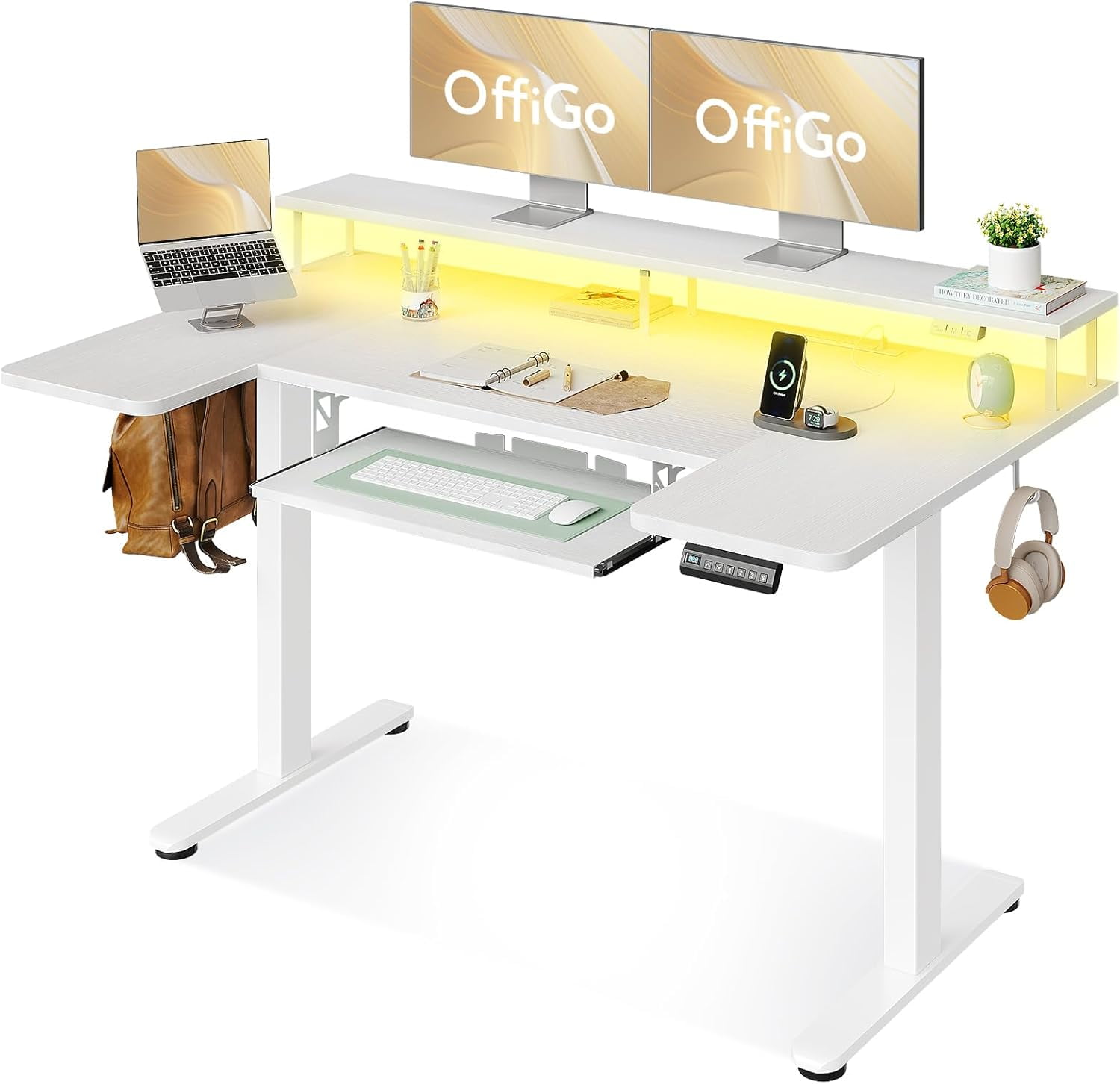 TVUIYBNUON U Shaped Electric Standing with Keyboard Tray 55 Inch Height ...