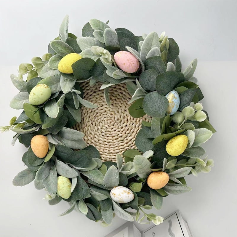 TVYTYAT Easter Wreath with Eggs & Bunnies - 18" Spring Door Decor ...