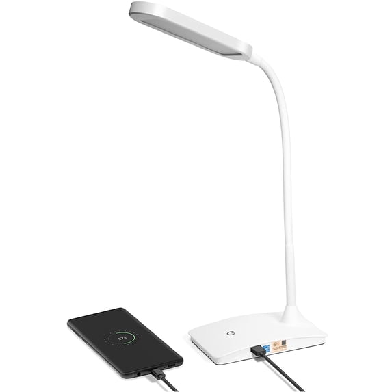 TW Lighting Adjustable LED Desk Lamp with USB Charger, Dimmable for ...