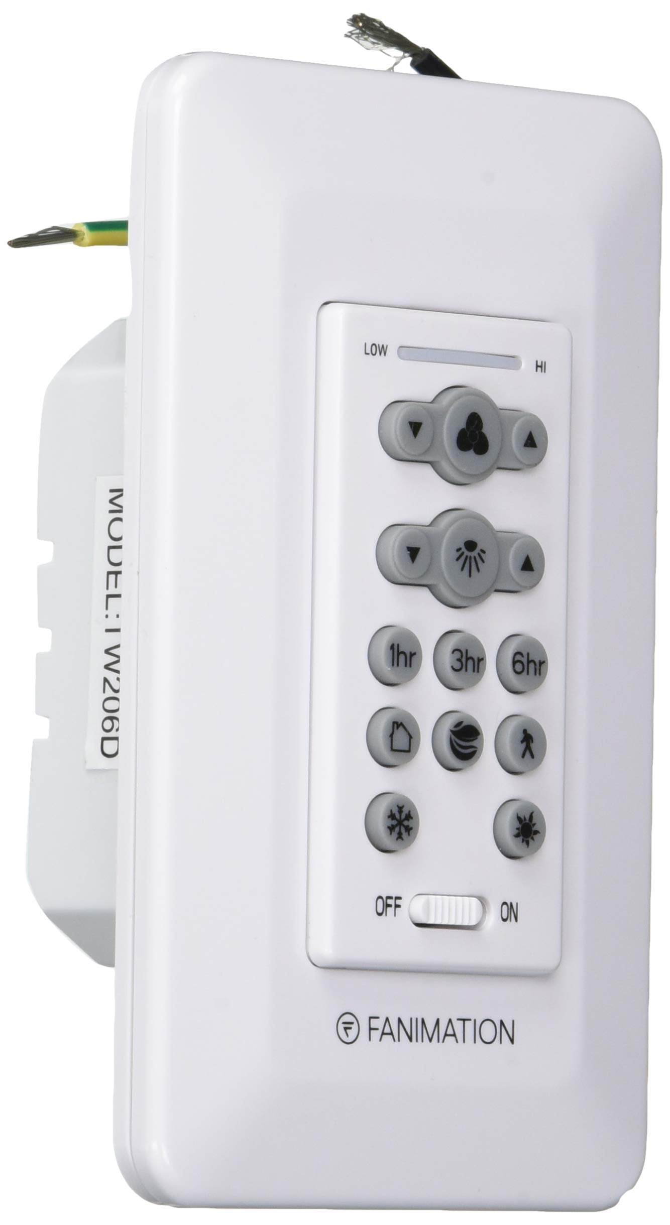 TW206D Ceiling Fan Wall Control, White, DC Motor Reversible Fan Speed ...