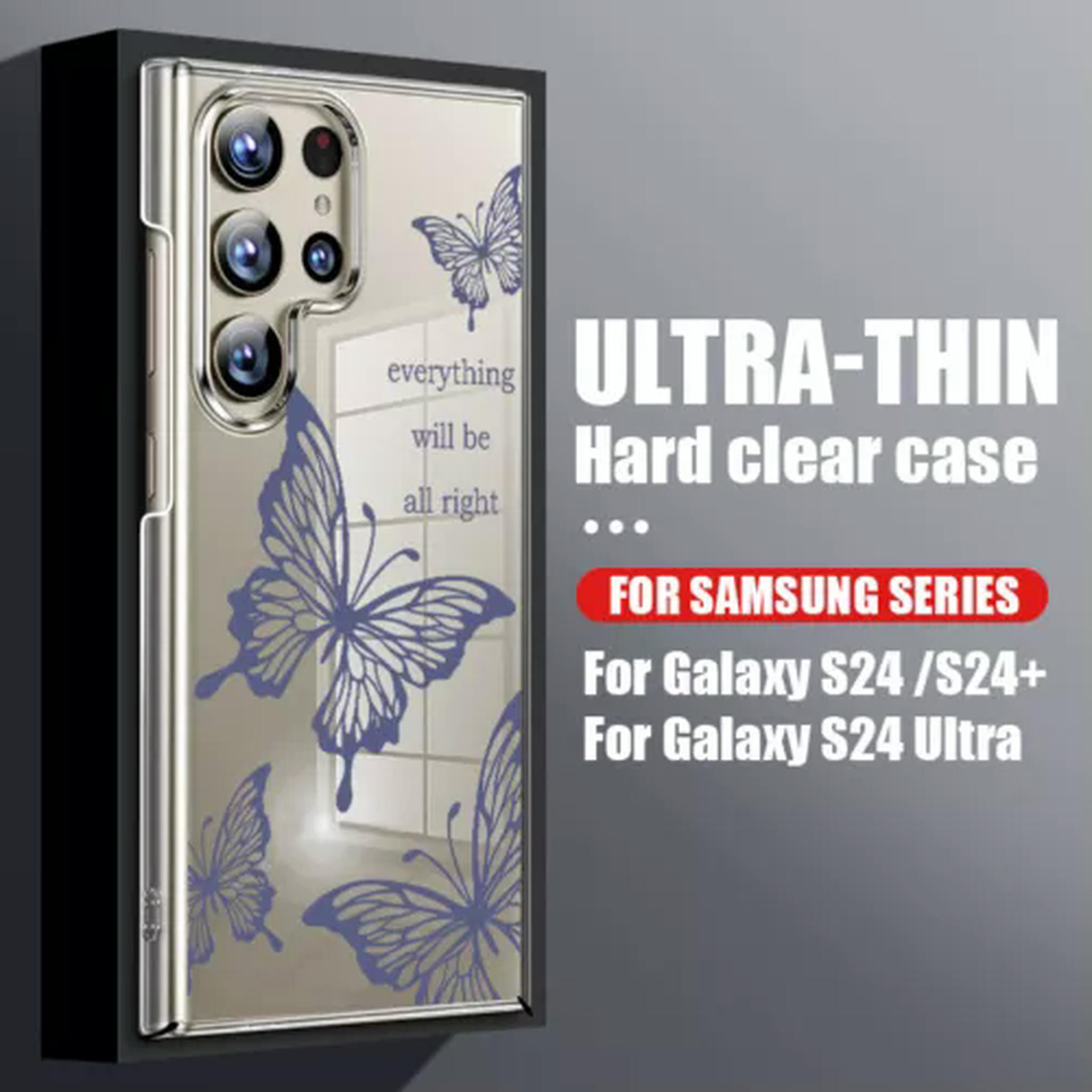 TWARI For Samsung Galaxy S24 Ultra S23 S22 A54 A34 A14 Butterfly Clear Hard Case Cover-For ...