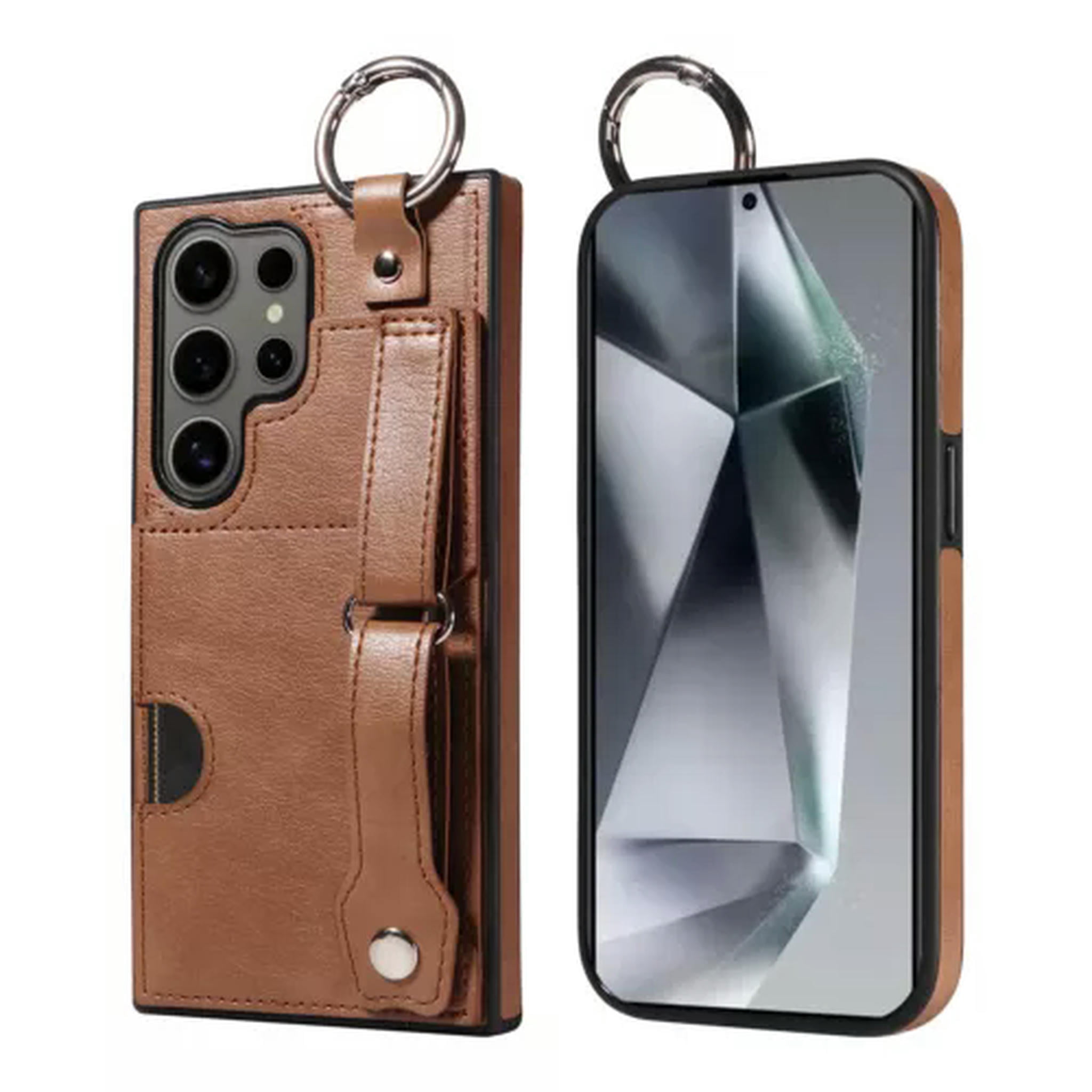 TWARI For Samsung Galaxy S24 Ultra/S23/S22/S21 FE Wrist Band Ring Card Slot Wallet Case-For ...