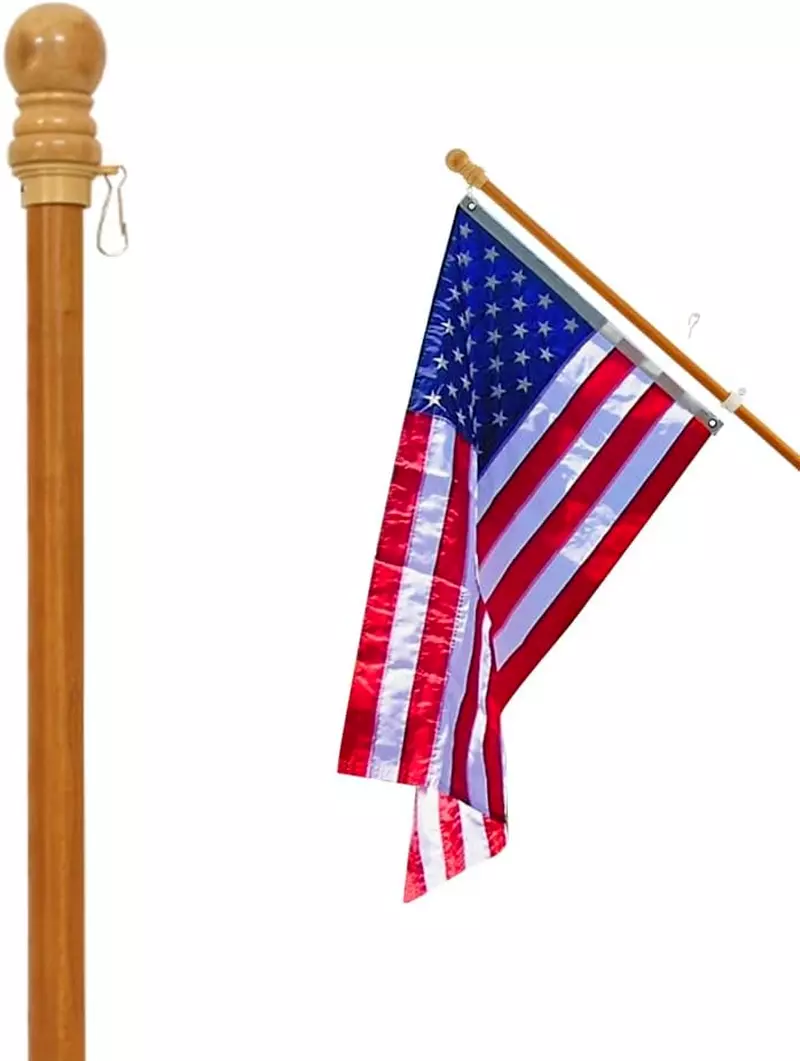 TWC 56" Pine Wooden Ho e Flagpole - for Sleeve Ho e Flags Wood Flag ...