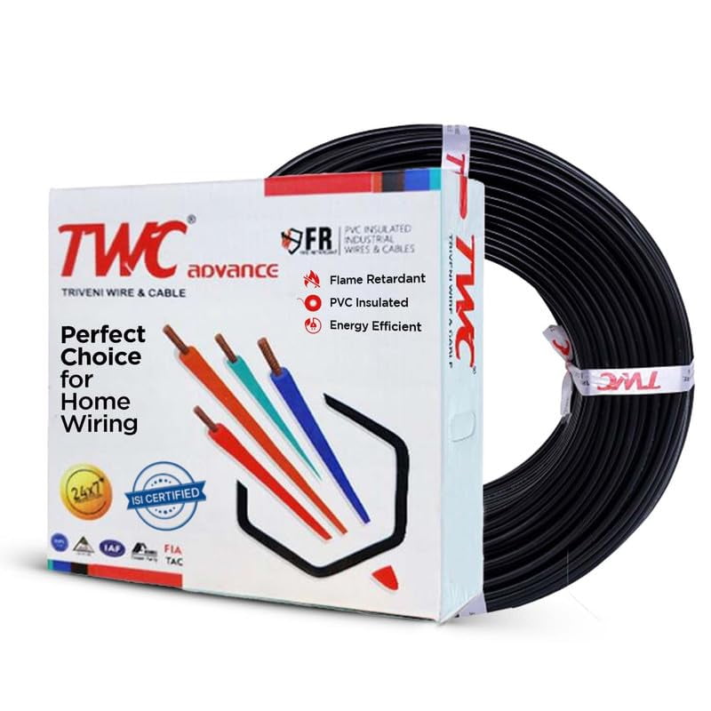 TWC Advance Single Core Electrical Wire Black 45 Meter 10 SQMM PVC ...