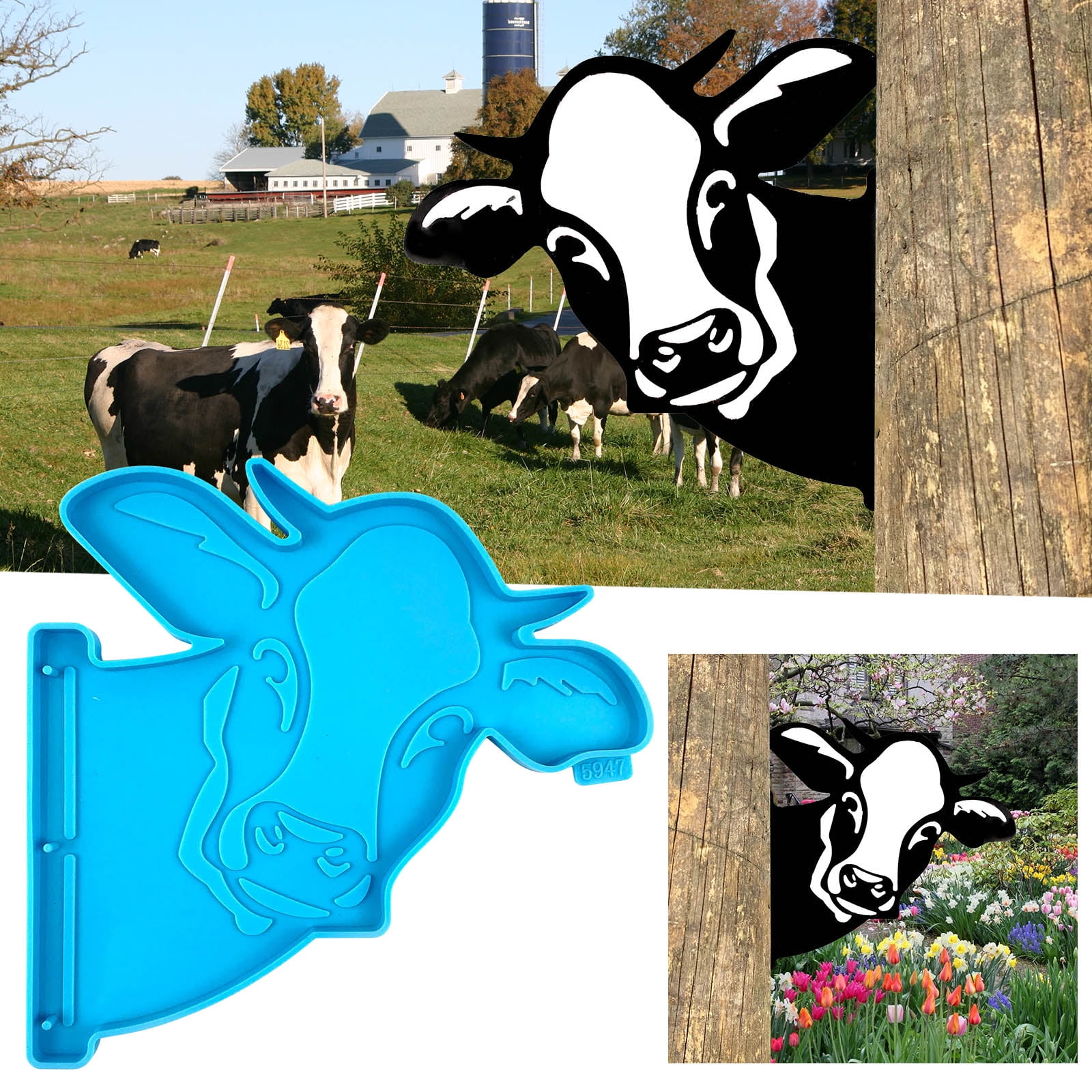 TWCTUWEN 2024 Casting Sand Oil Diy Farm Cow Head Decorative Rubber ...
