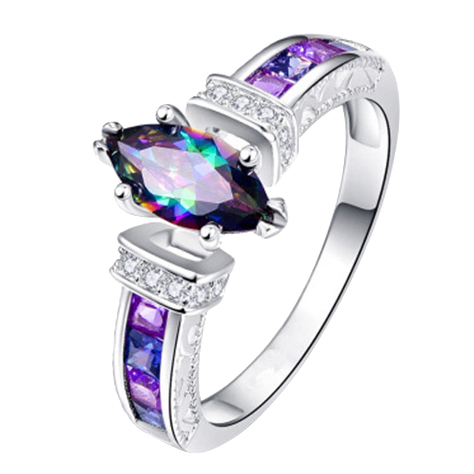 TWCTUWEN 2024 Rings Stone Silver Promise Rings Delicate Design Knot Set ...