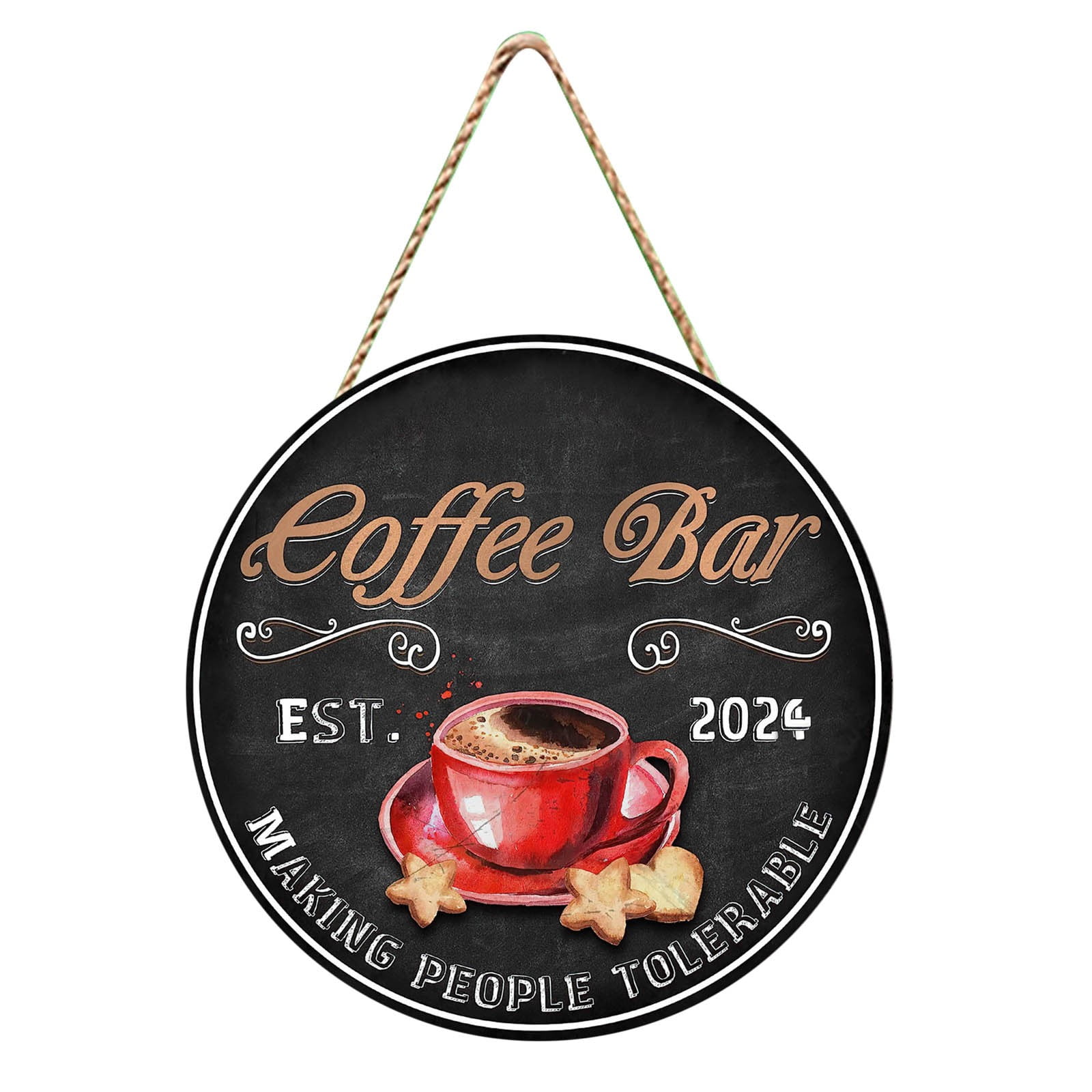 TWCTUWEN 2024 Rose Mason Jar Coffee Door Round Door Coffee Theme 30cm ...