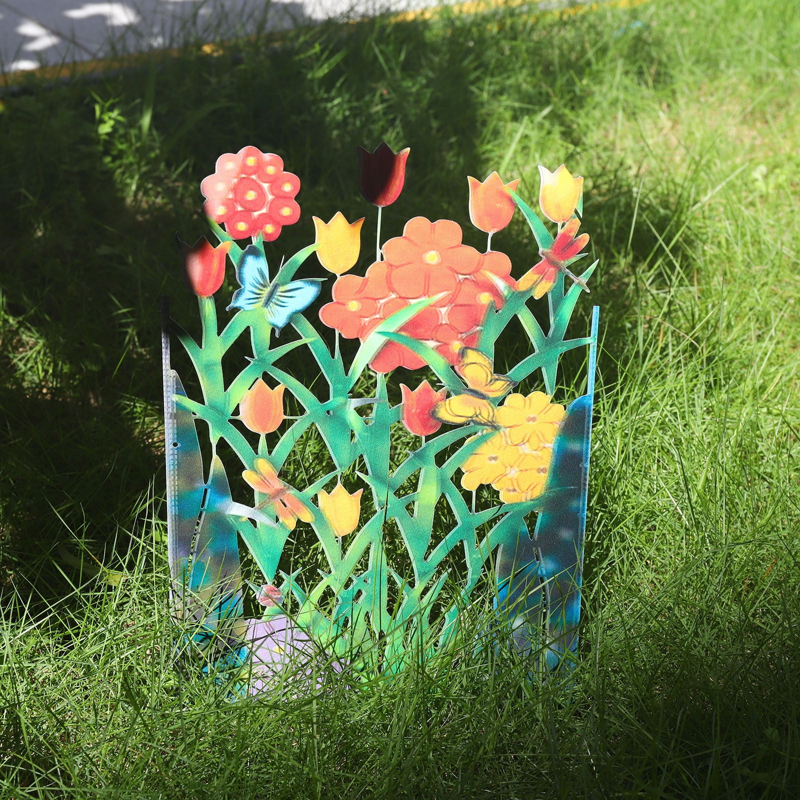 TWCTUWEN Colorful Garden And Metal Screen 3 Panel Flower Patio & Garden ...
