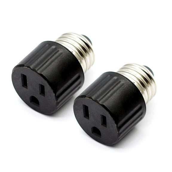 YJYASX-2 Pack, Light Socket to Plug Adapter, Convert E26 Light Socket ...