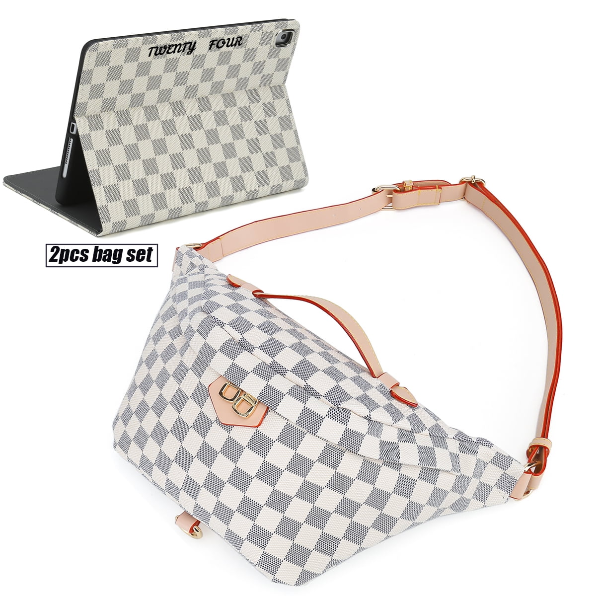 TWENTY FOUR Checkered Waist Shoulder Bag Fanny Pack Fashion Crossbody ...