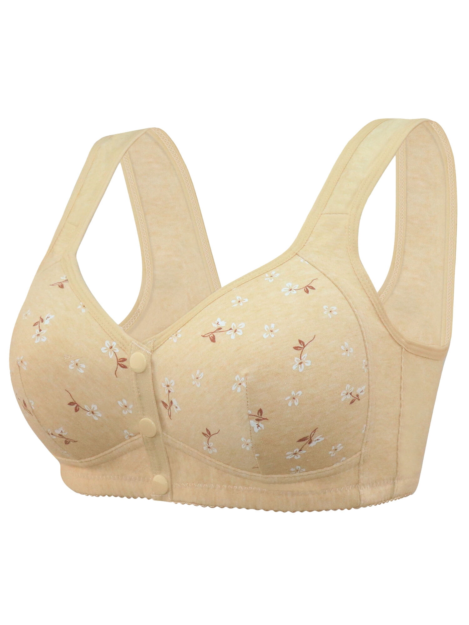 Tweyisr Womens Full Coverage Front Button Bra Seniors No Underwire Push Up Bras