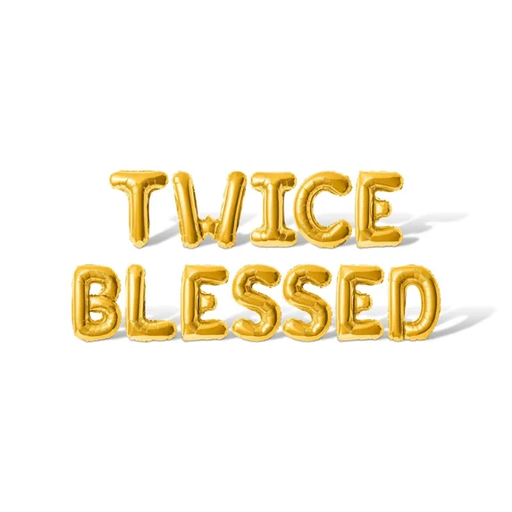 TWICE BLESSED Letter Balloon Banner - Twin Baby Shower, Stork Party ...