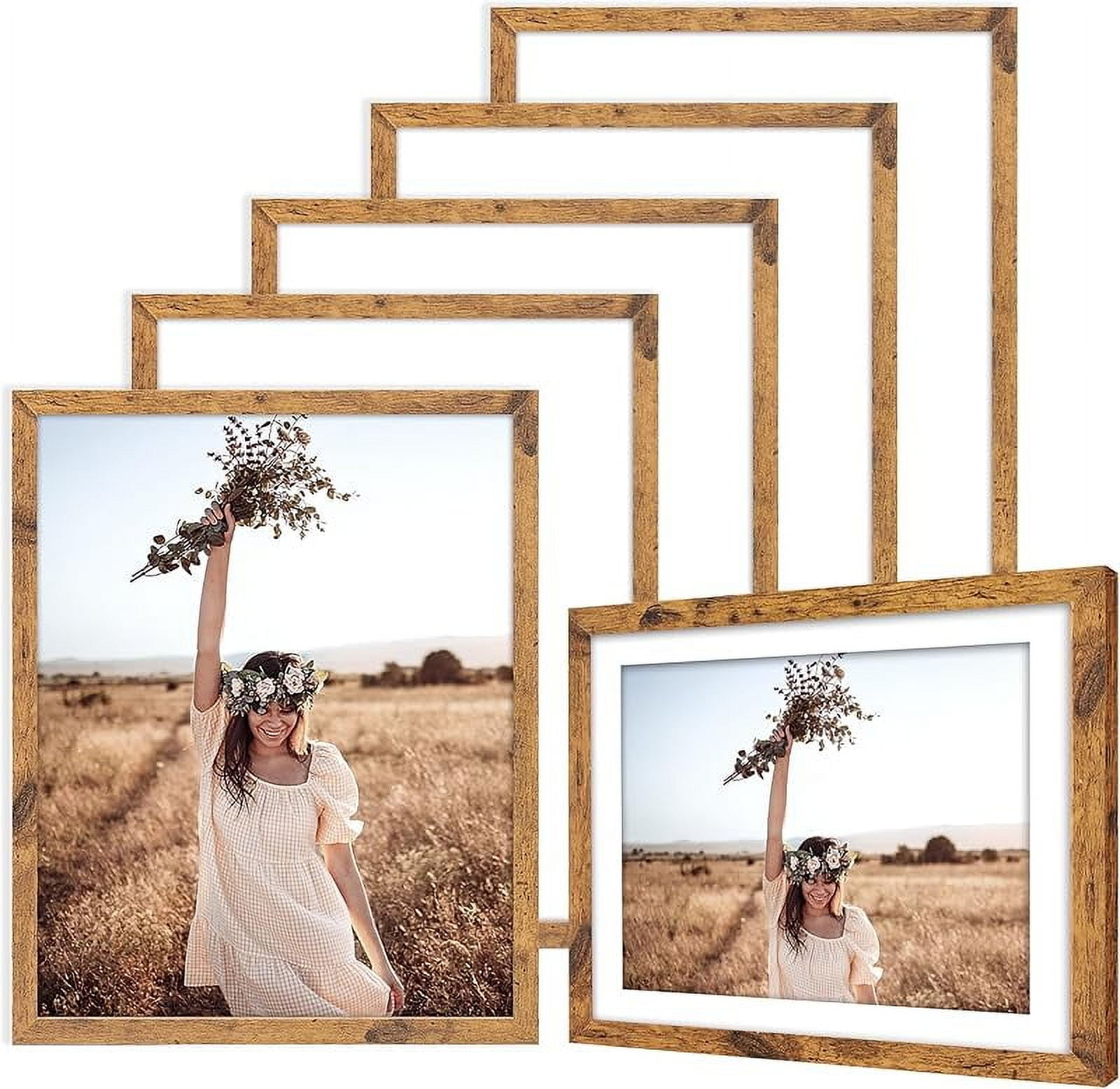 TWING 11x14 Gold Picture Frames Set of 6,Rustic Gold Frames Display Pictures 8x10 with Mat or ...