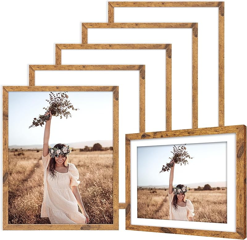 TWING Rustic Picture Frames 11x14 Set of 6, Distressed White Composite ...