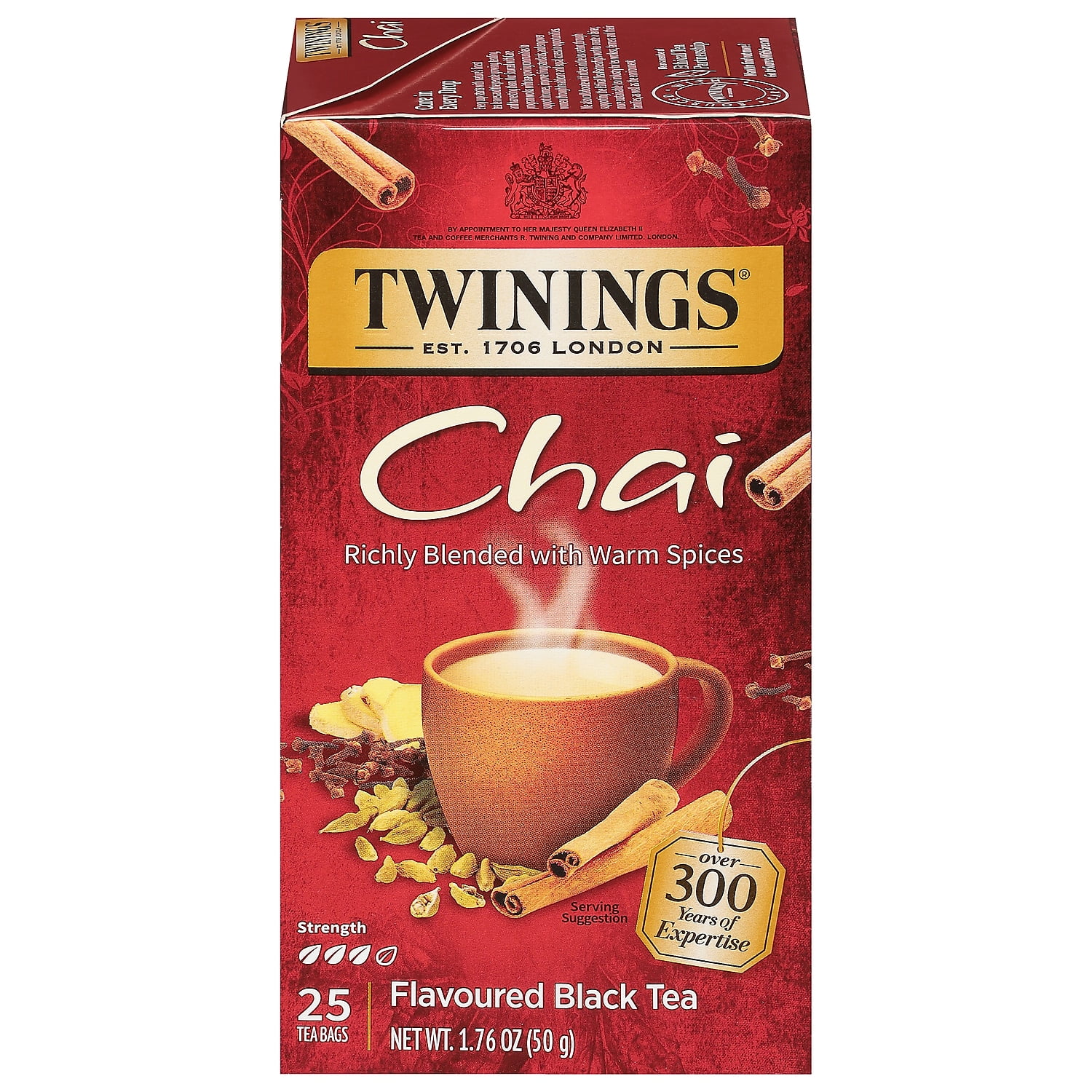 Twinings English Chai Tea Bags, Fine Black Tea with Cinnamon, Cardamom ...