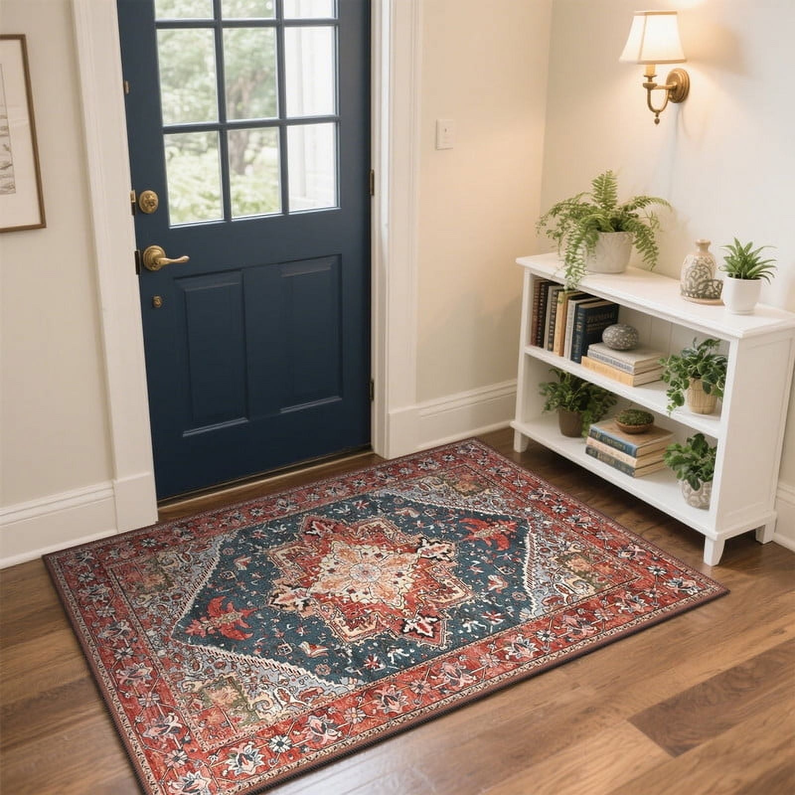 TWINNIS Boho Area Rug Soft Indoor Living Room Carpet,Red Bohemian Rug ...