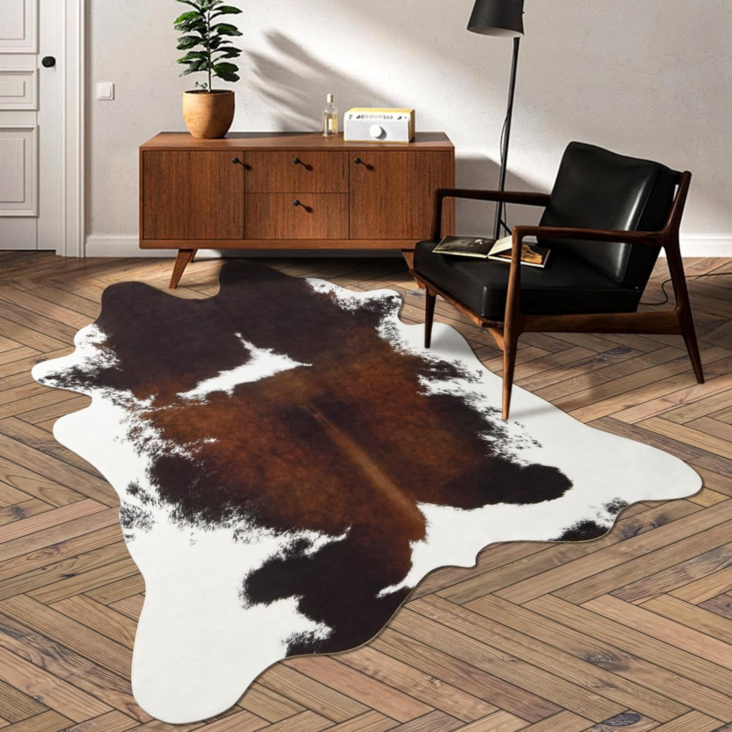 TWINNIS Cowhide Rug Faux Leather Rug Animal Print Rug, Carpet for ...