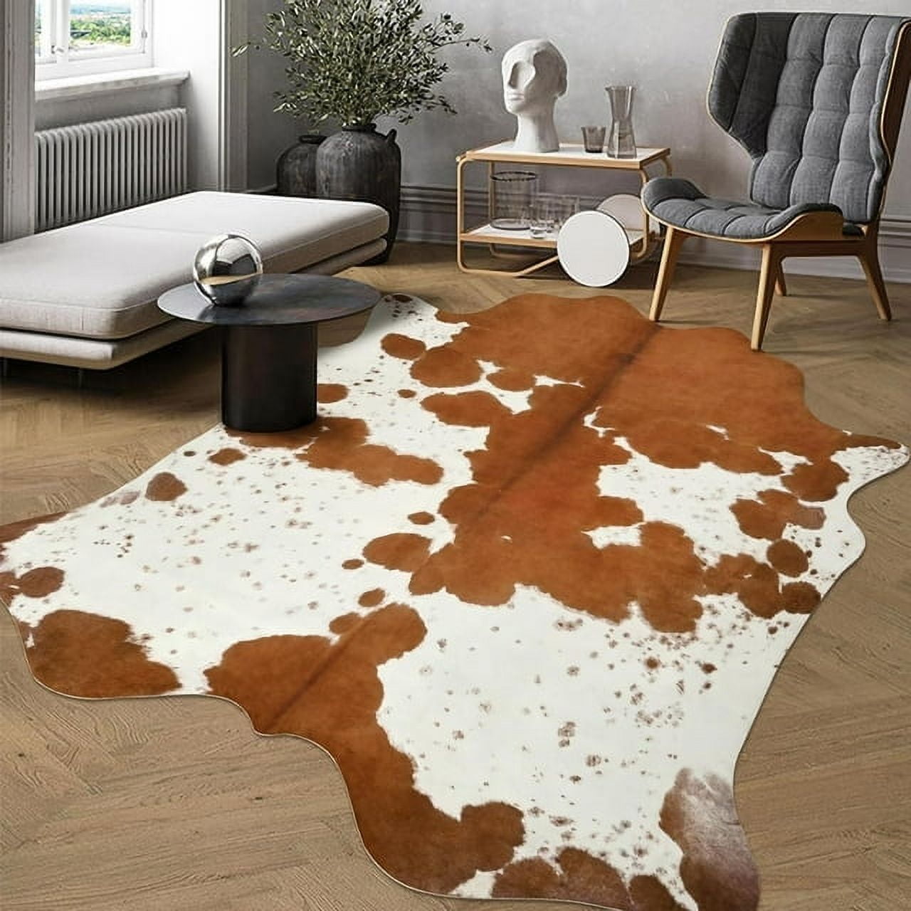 TWINNIS Cowhide Rug Faux Leather Rug Animal Print Rug, Carpet for ...