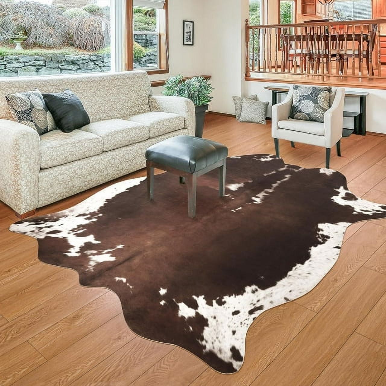 TWINNIS Cowhide Rug Faux Leather Rug Animal Print Rug, Carpet for ...