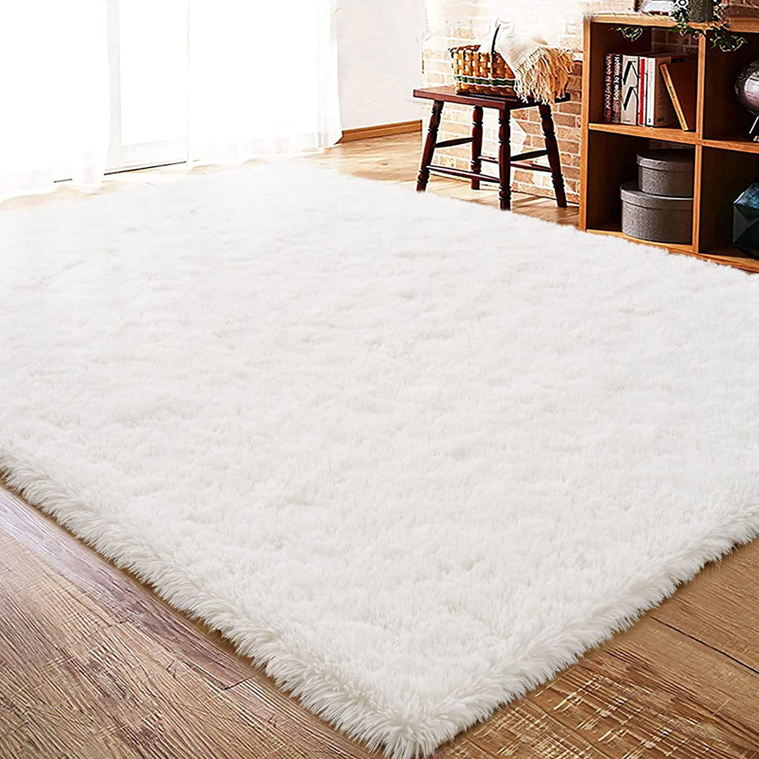 TWINNIS Plush Fuzzy Rug for Bedroom & Living, Soft Shaggy Area Rug ...