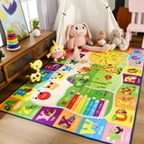 TWINNIS Kids Play Rug, ABC Educational Mat, Animal Carpet, 4'X6', Green ...