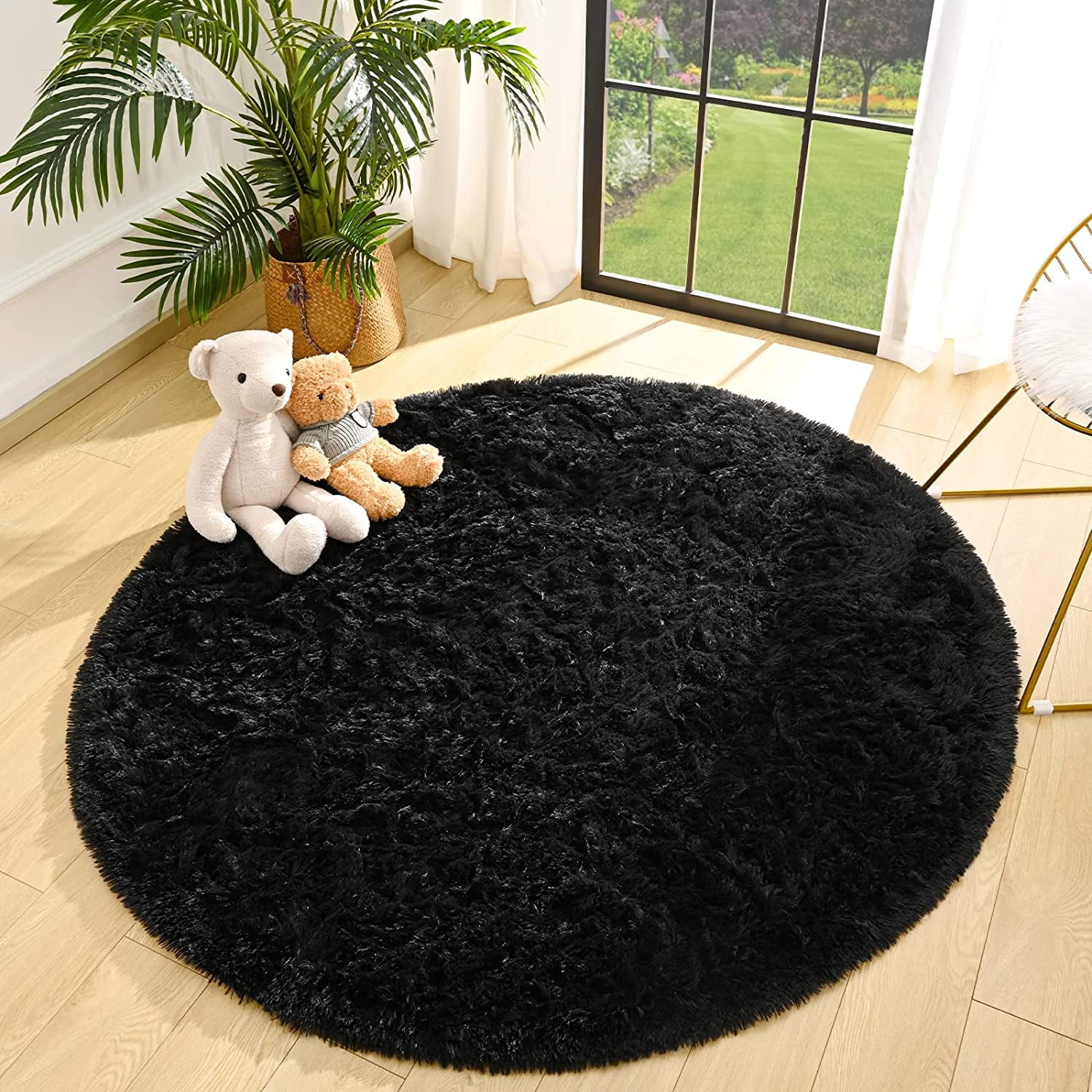 TWINNIS Soft Plush Furry Round Rug, Fuzzy Fur Circular Area Carpet for ...