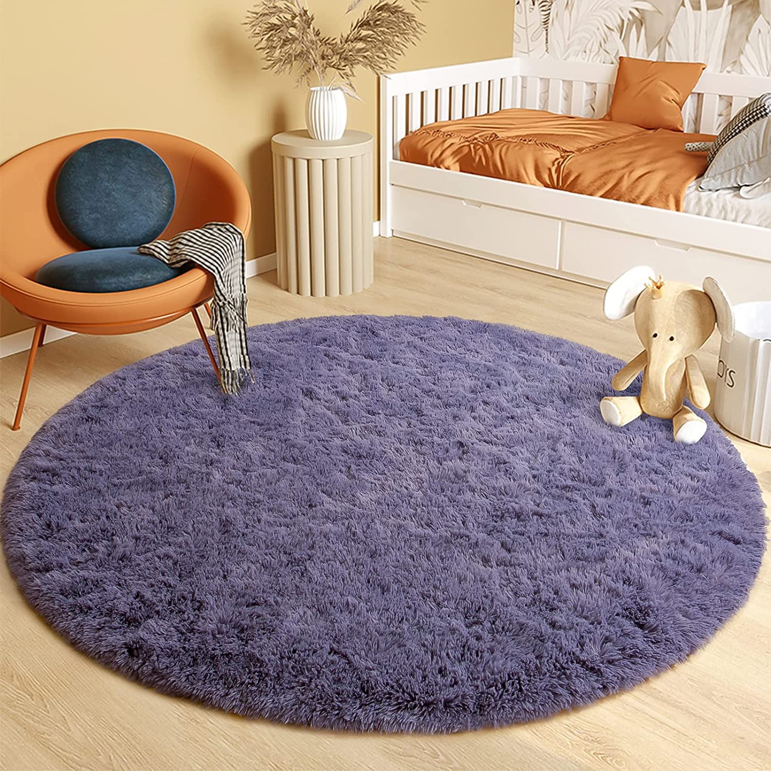 TWINNIS Round Rug Soft Fluffy Circle Rugs Shaggy Area Carpets for ...