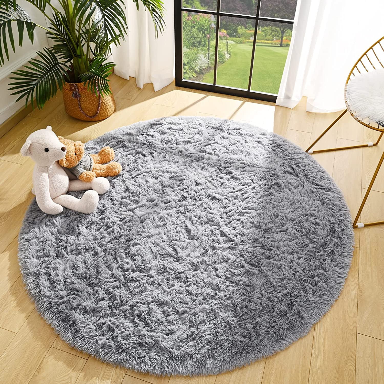 TWINNIS Round Rug Soft Fluffy Circle Rugs Shaggy Area Carpets for ...