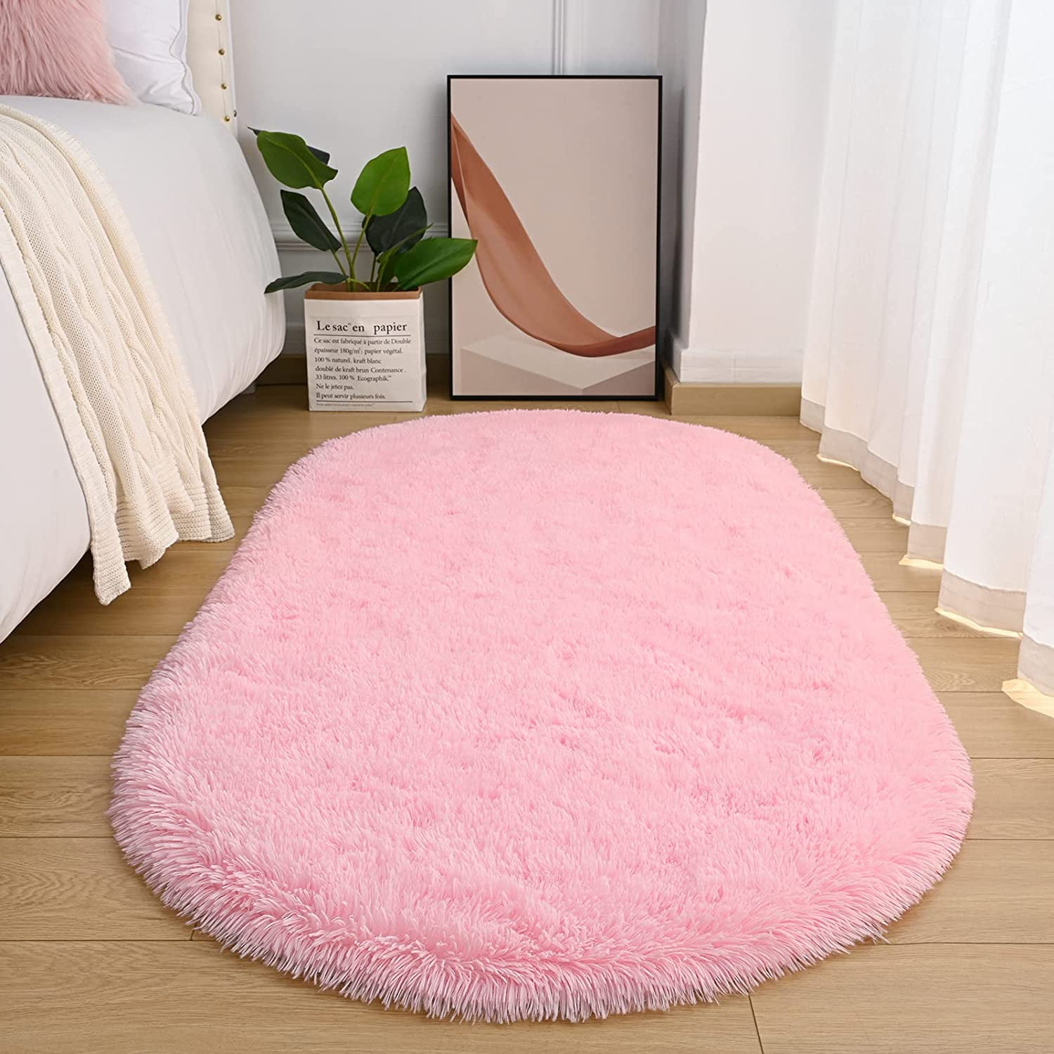 TWINNIS Super Soft Shaggy Oval Area Rugs, Anti-Slip Backing, Suitable ...