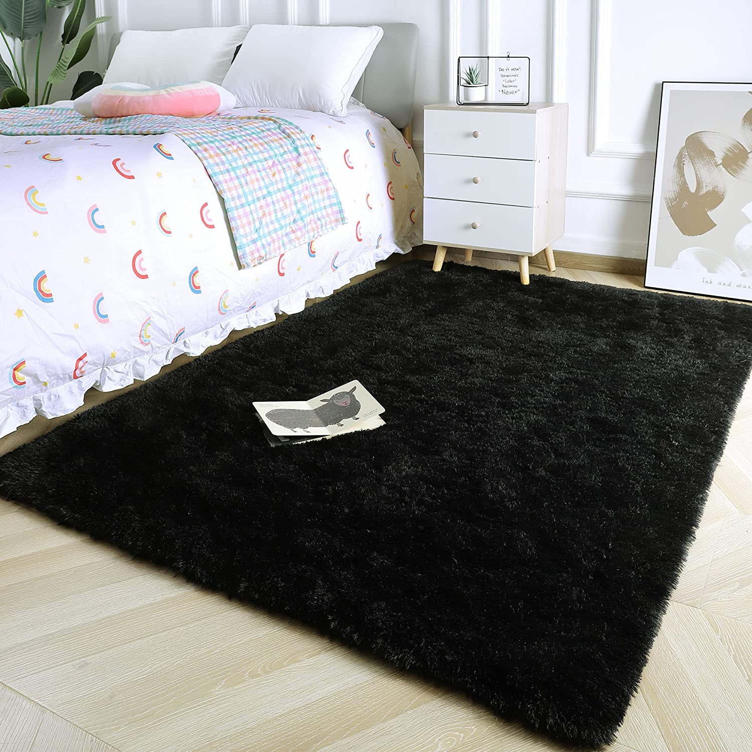 TWINNIS Furry Plush Soft Area Rugs, Shaggy Fuzzy Floor Carpets for ...