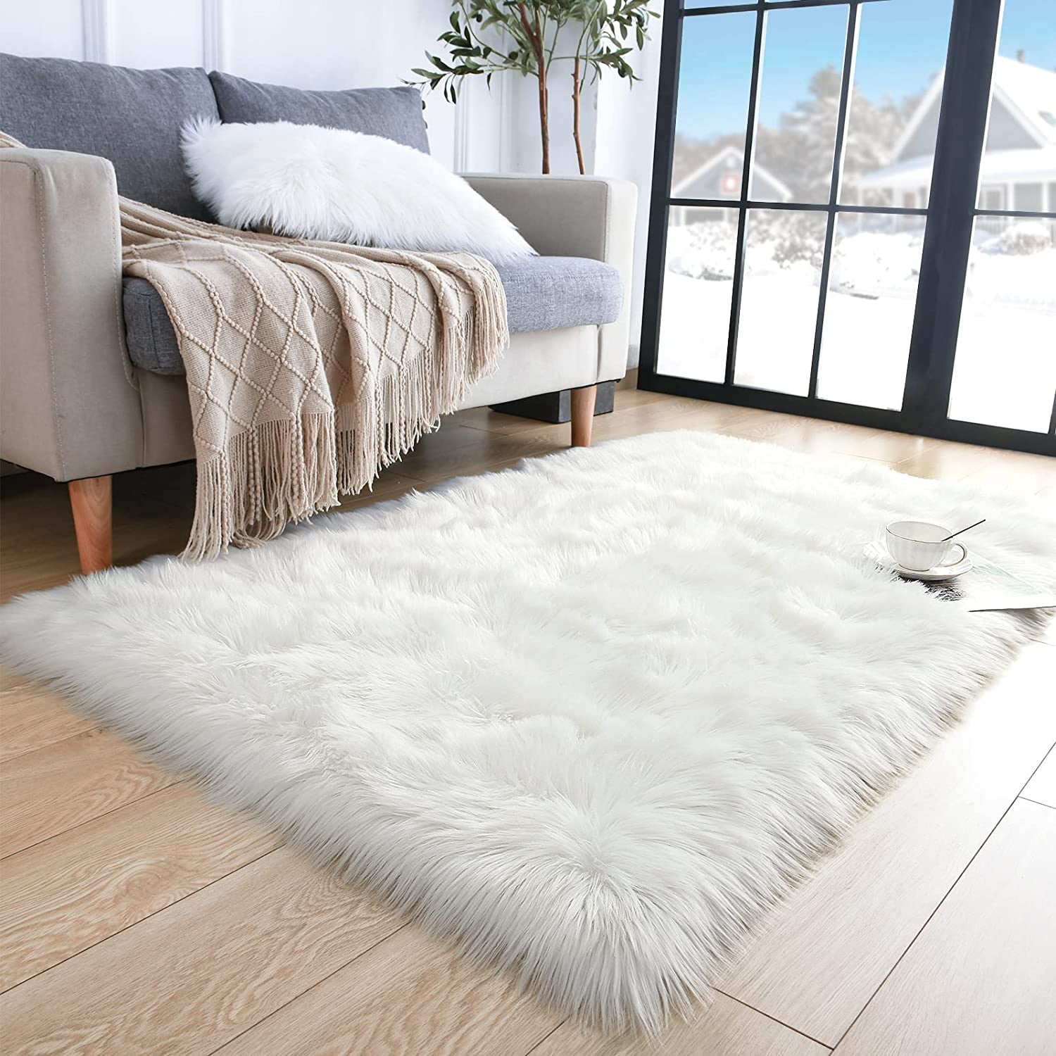 TWINNIS Super Soft Shaggy Faux fur Area Carpet for Home Decor,4'x6 ...