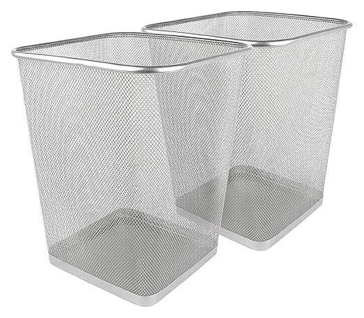 TWINS CHA & SAL Mesh Waste Baskets, Set of 2, Silver - Walmart.com