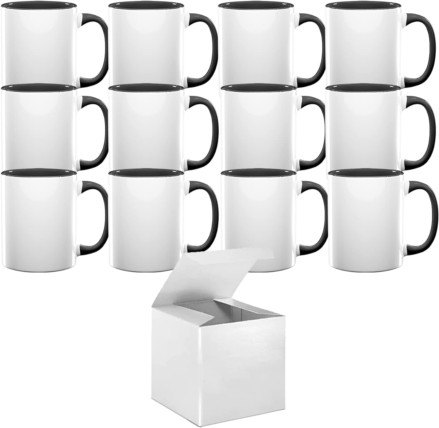TWISTED ENVY Set of 12 11 oz. Ceramic Sublimation Mugs - Black Inner ...