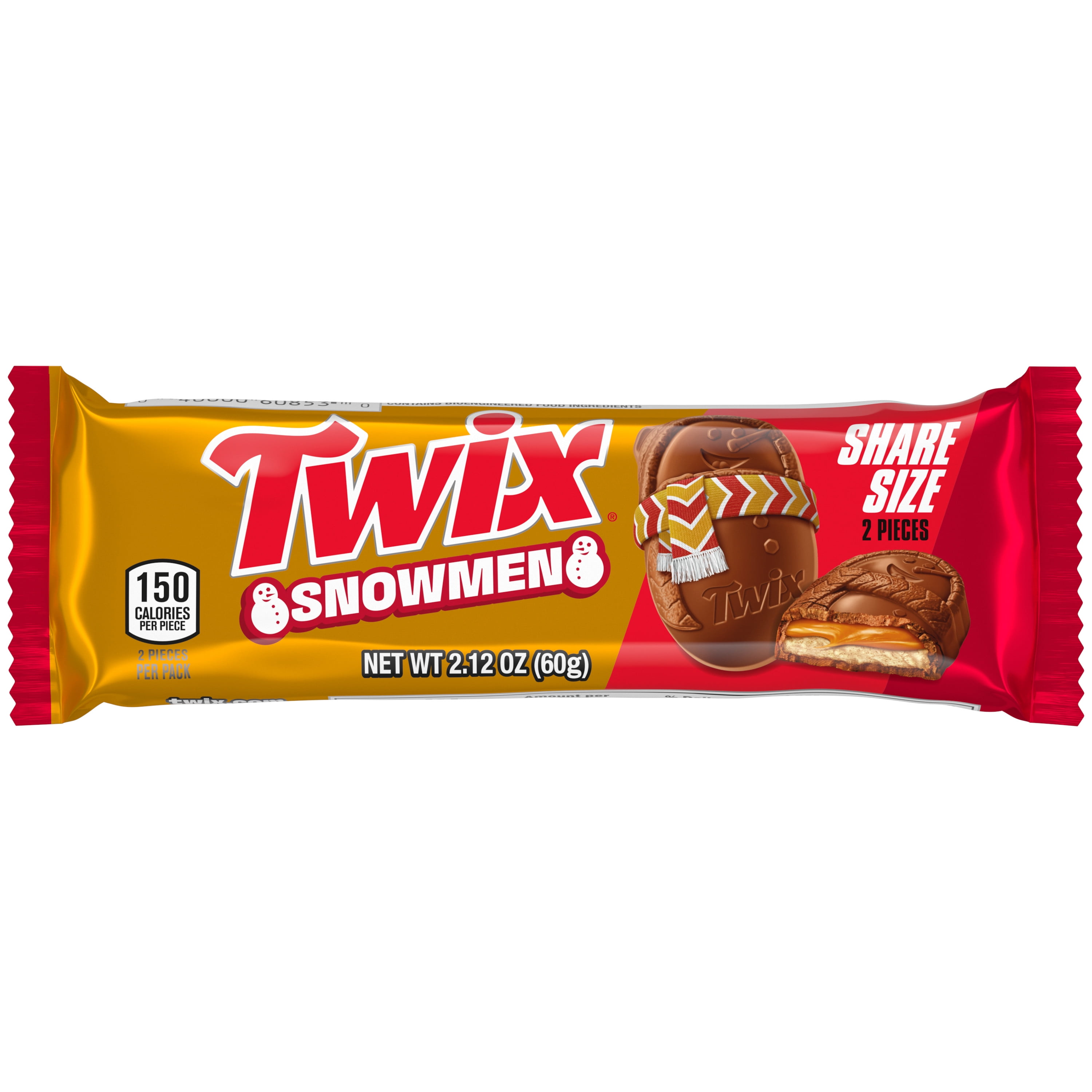 Twix Caramel Cookie Snowmen Christmas Candy Bars, Share Size - 2.12 oz ...