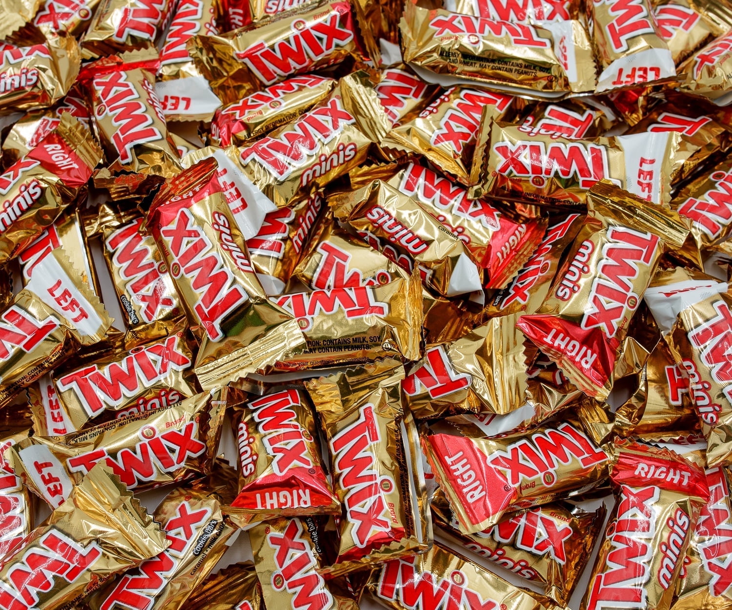 TWIX Caramel Minis Bite-Sized Candy Bars, 2 lb Bulk Bag, Individually ...