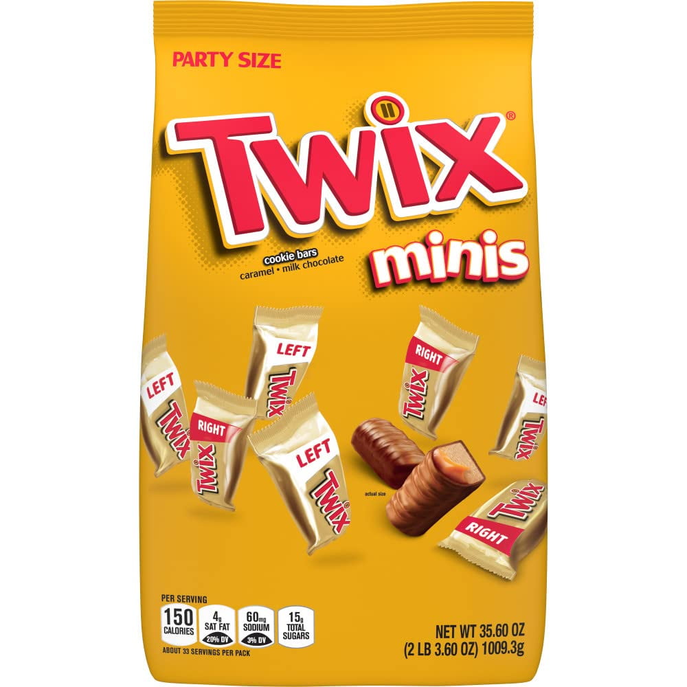 TWIX Caramel Minis Size Chocolate Cookie Bar Candy Bag, 35.6 oz, 95 pieces (Package May Vary ...