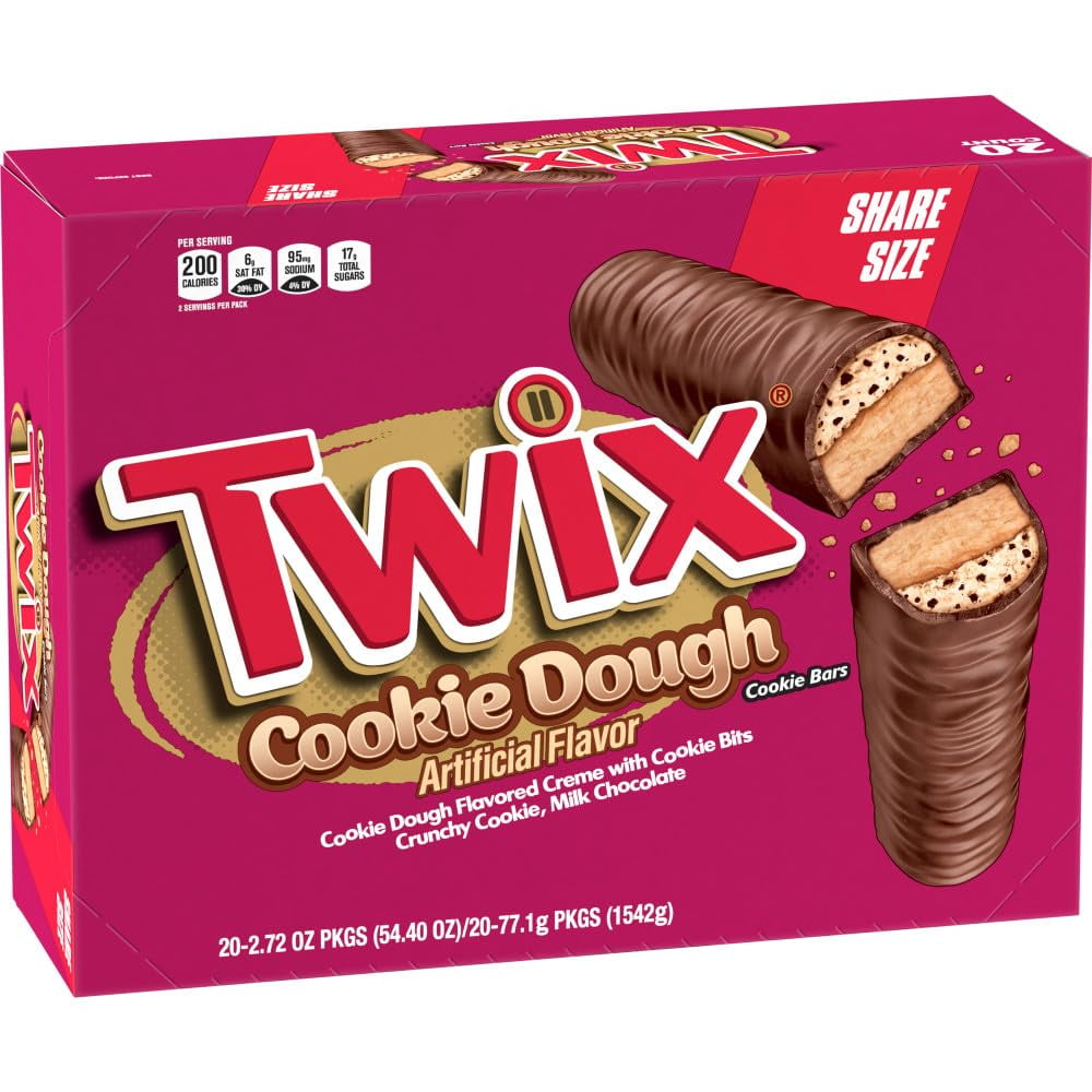 TWIX Cookie Dough Milk Chocolate Candy Bars Bulk – Share Size, 20 ...