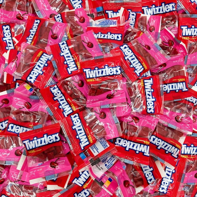 TWIZZLERS NIBS Cherry Licorice Candy, Individual Fun Size Snack Pouches ...