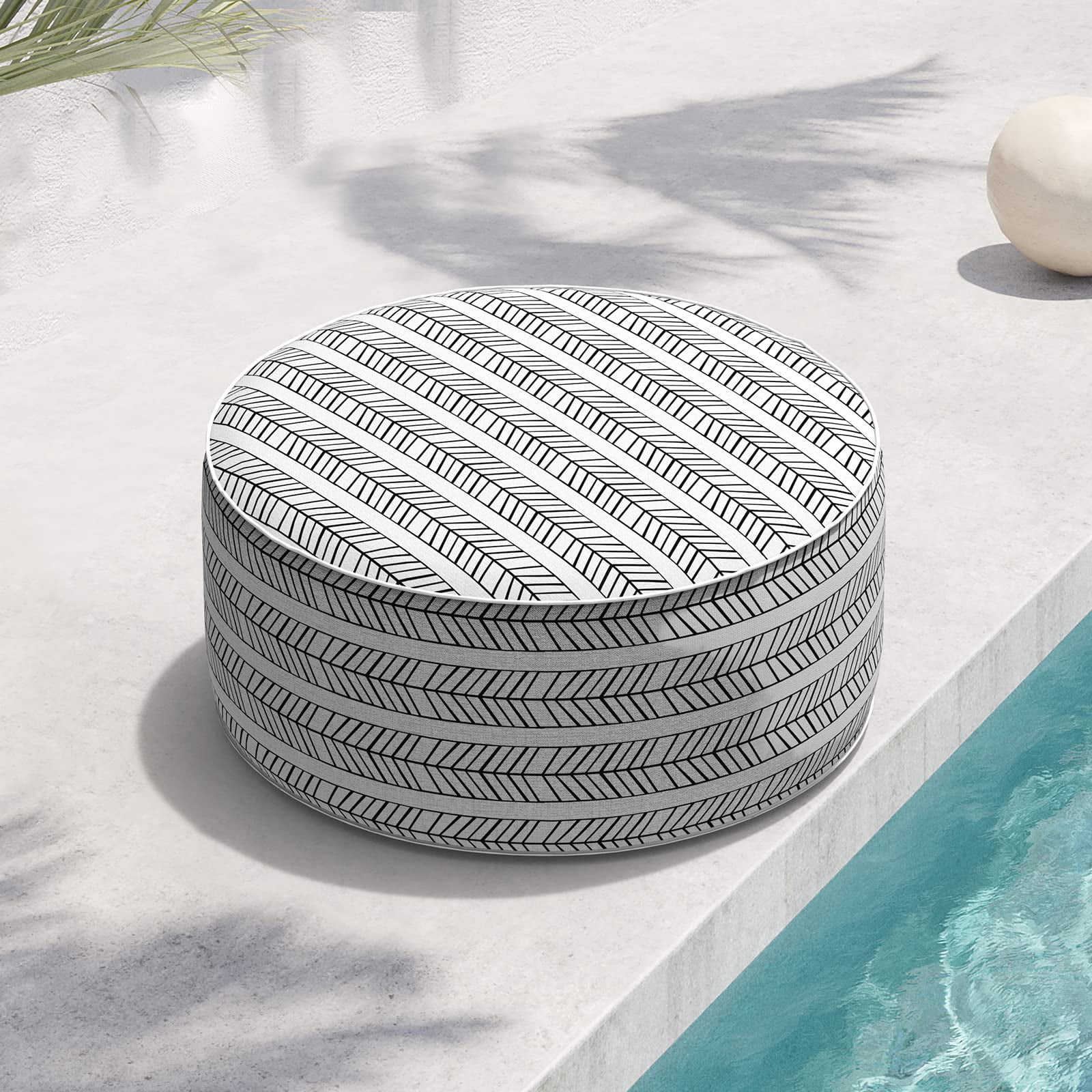 TWLEAR Indoor/Outdoor Inflatable Ottoman D21 x H9 inch, Round Footstool ...