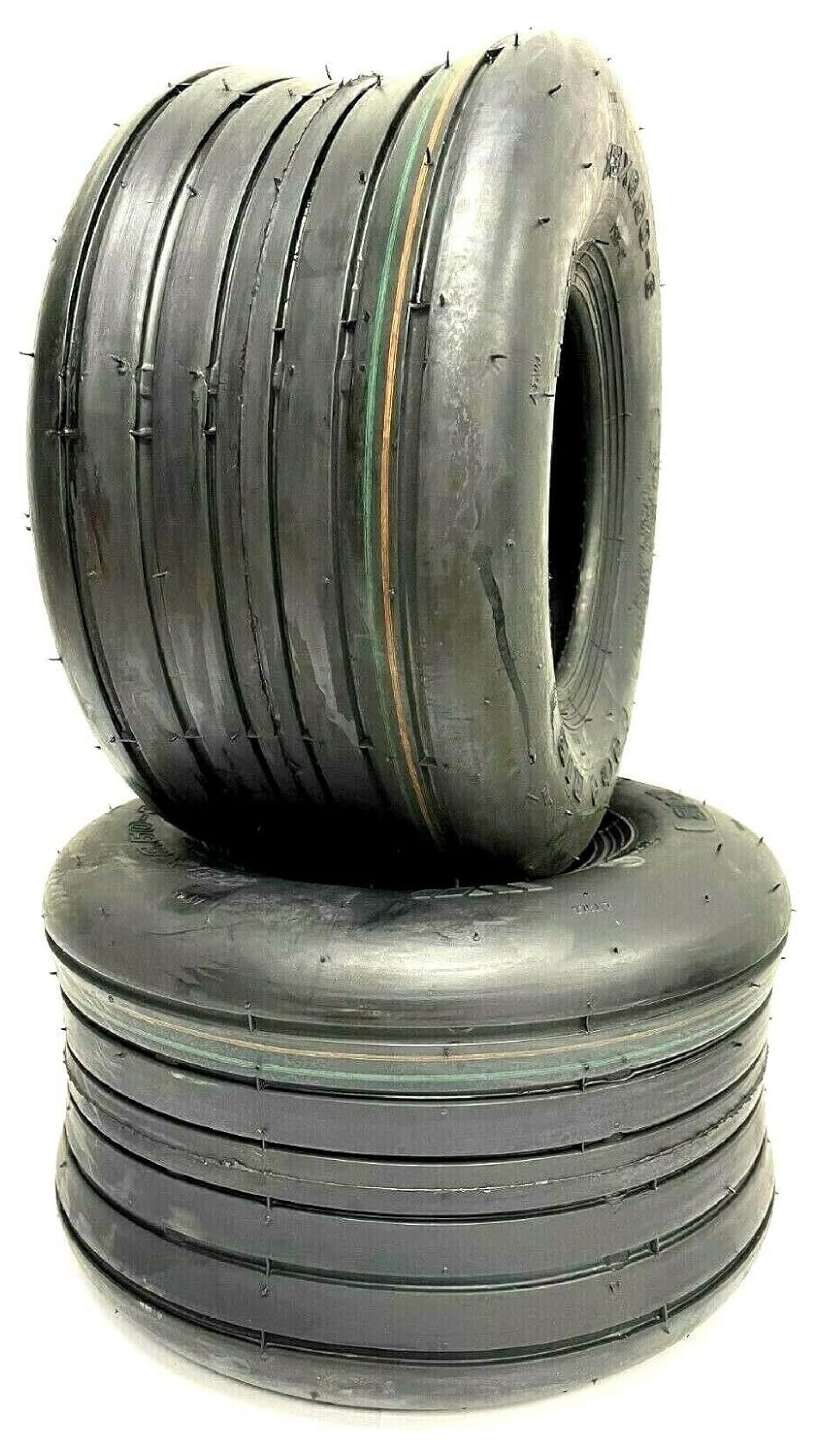 TWO 13X6.50-6 Lawn Tractor Smooth Rib Tires 4ply rated Smooth Ribbed ...